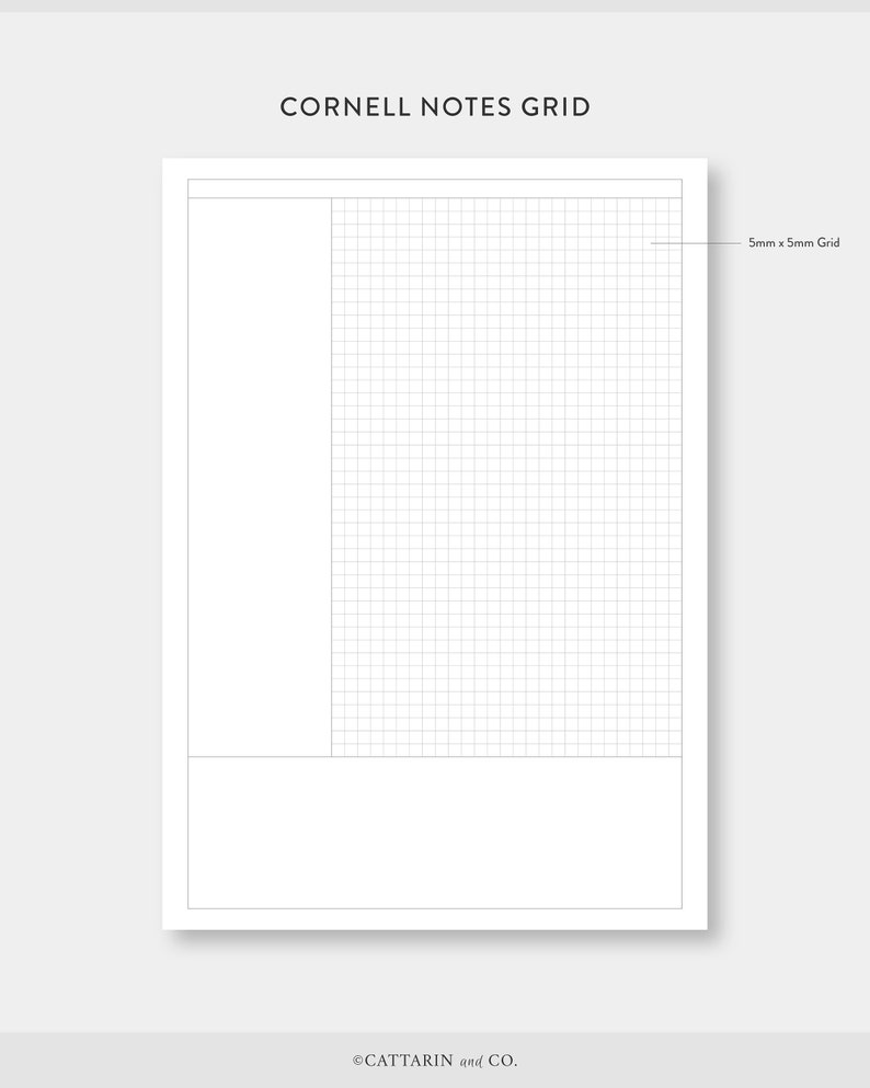 A4, US Letter, Cornell Notes Template | Grid, Lined Paper | College ...