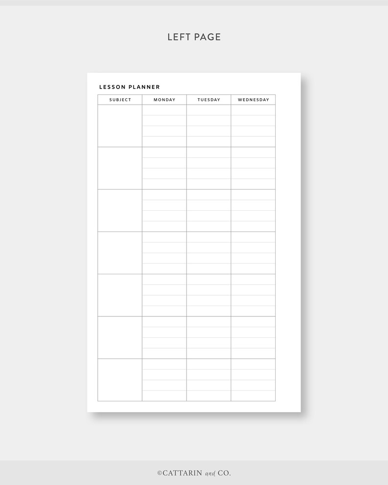 FC Compact, Weekly Lesson Planner Printable | Undated Template Journal ...