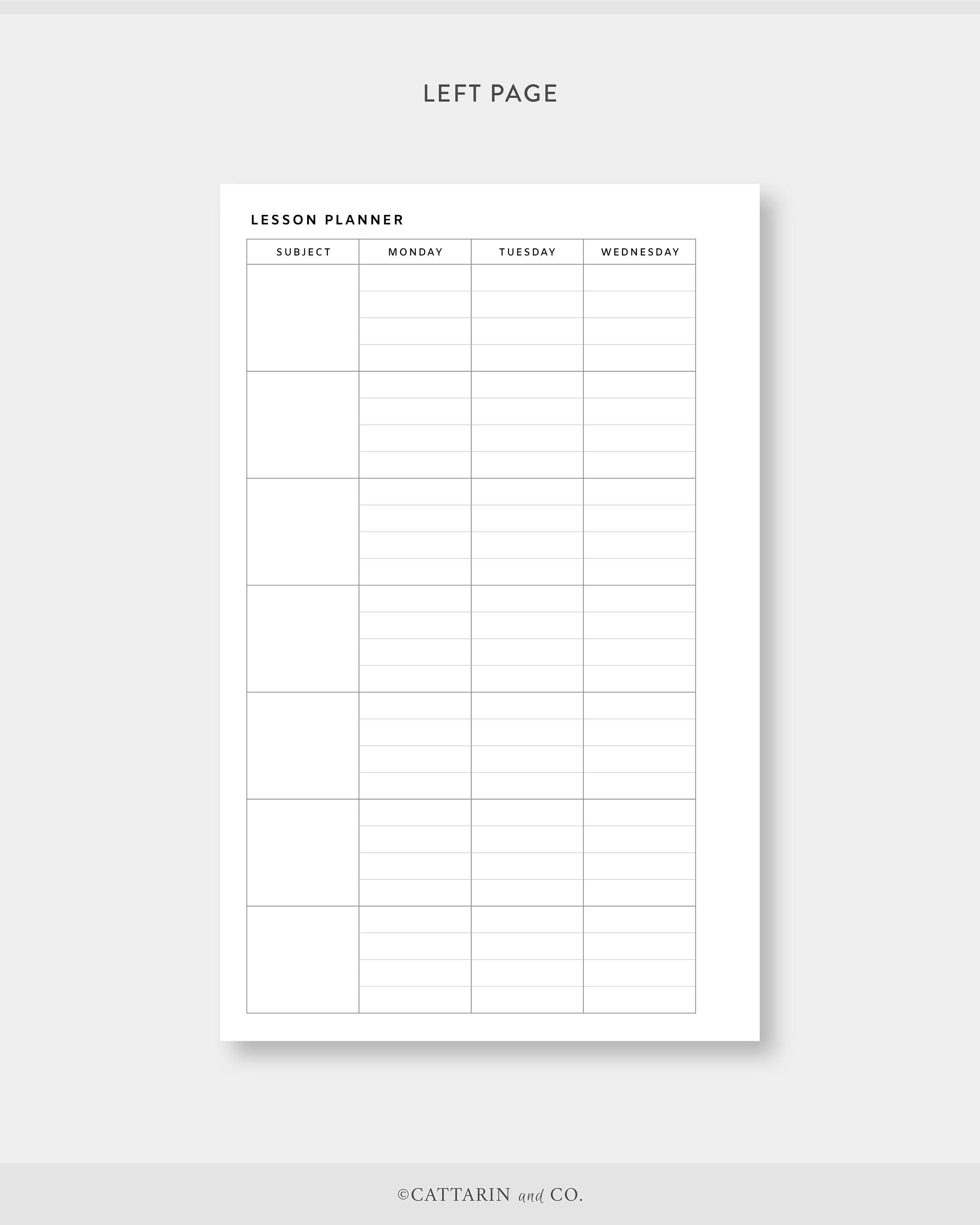 FC Compact Weekly Lesson Planner Printable Undated Template - Etsy