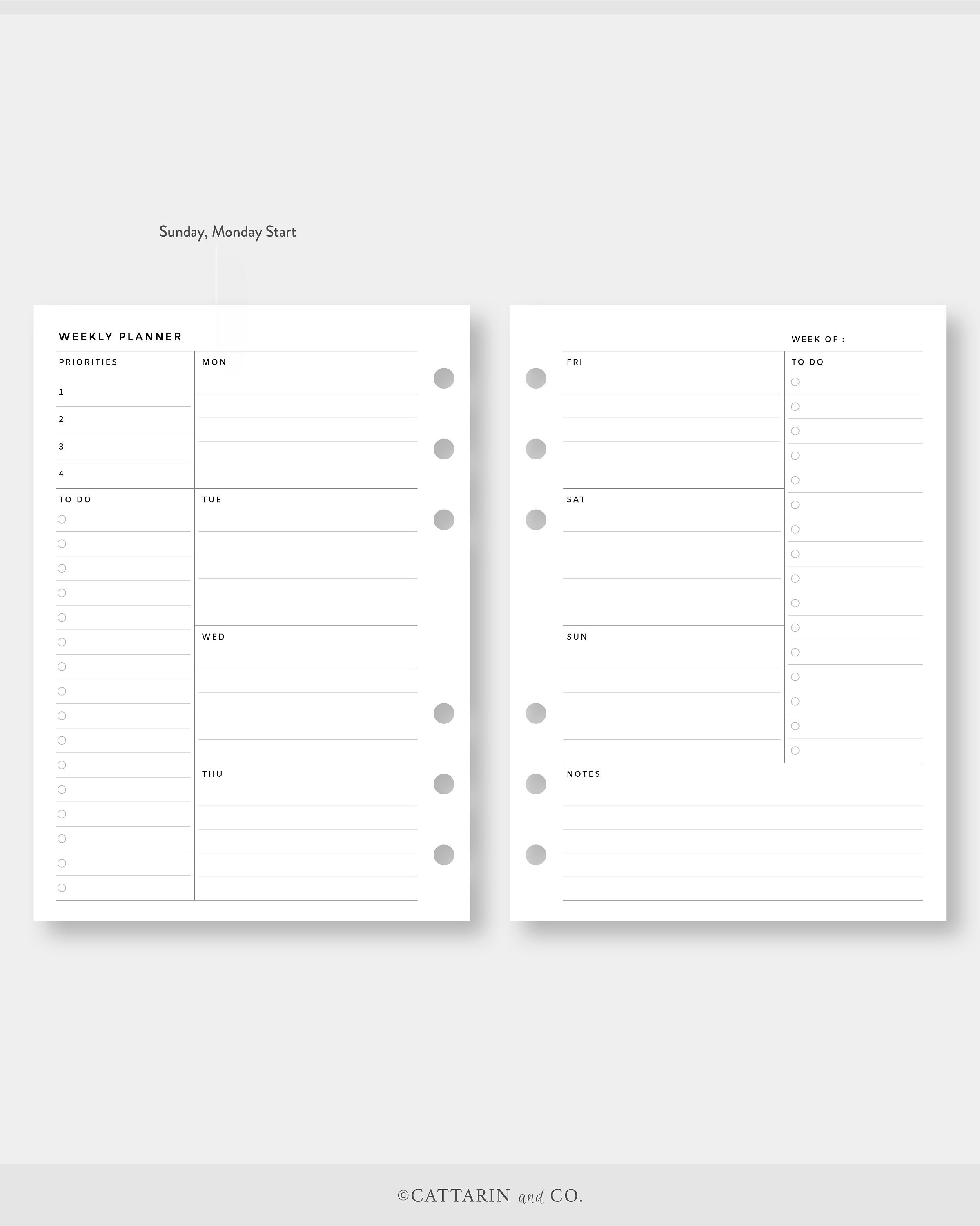 A6, Weekly Planner Printable | Week on Two Pages | Effective to Do List ...