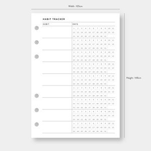 A6, Monthly Habit Tracker Printable | Routin Track | Simple Minimal ...