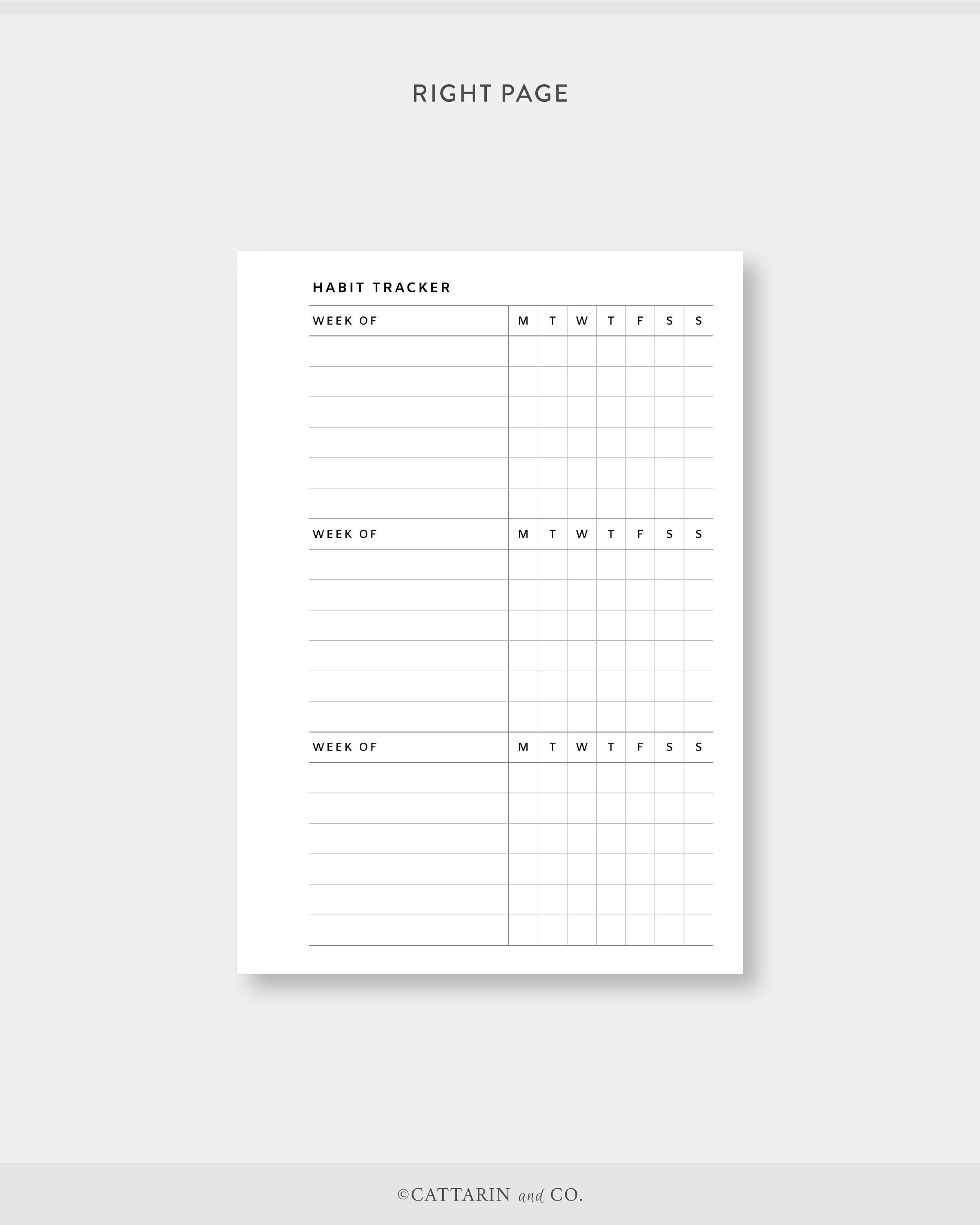 Pocket Plus, Weekly Habit Tracker Printable Routin Track Simple Minimal ...