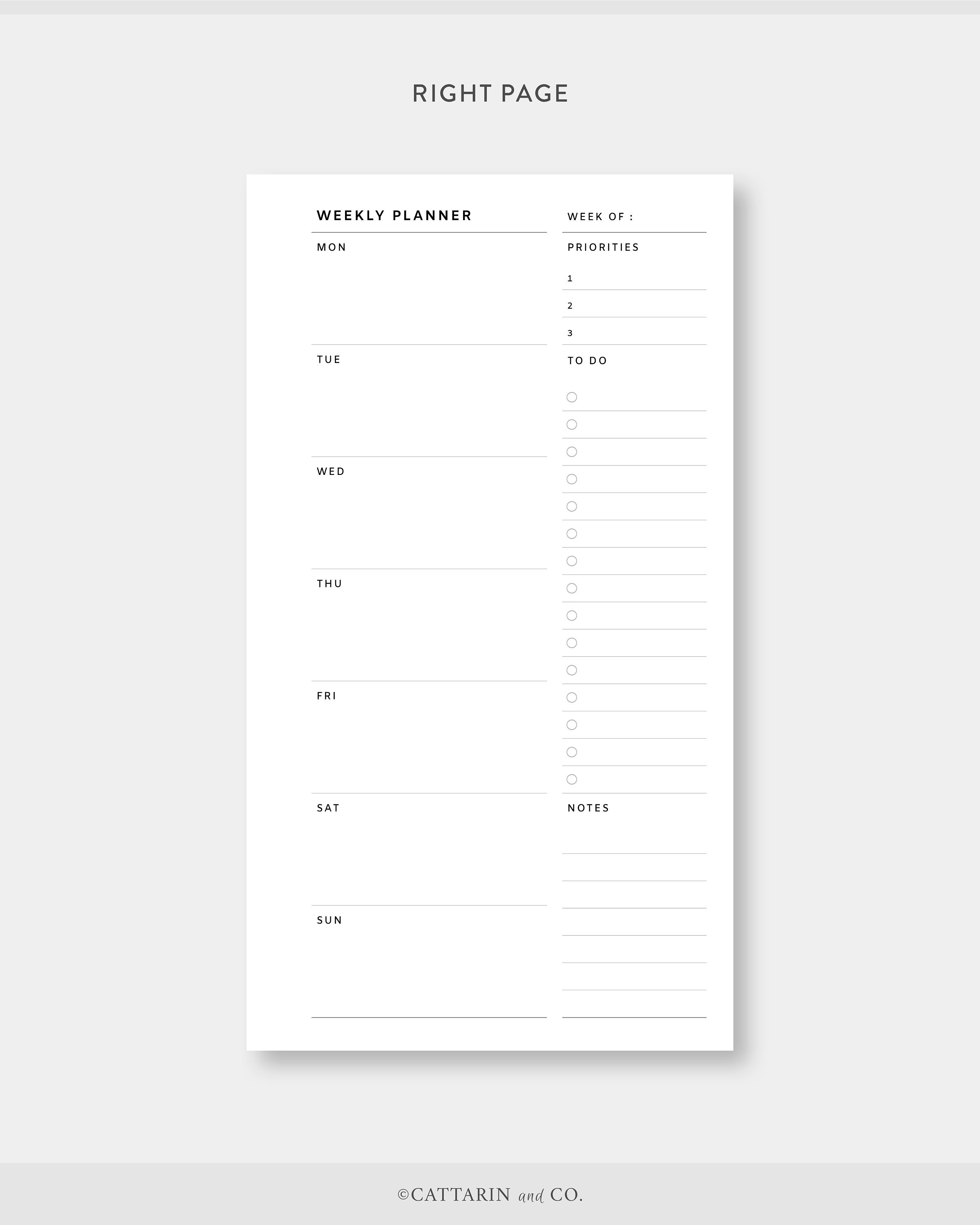 Personal, Weekly Planner Printable Minimalist to Do, Task List WO1P ...