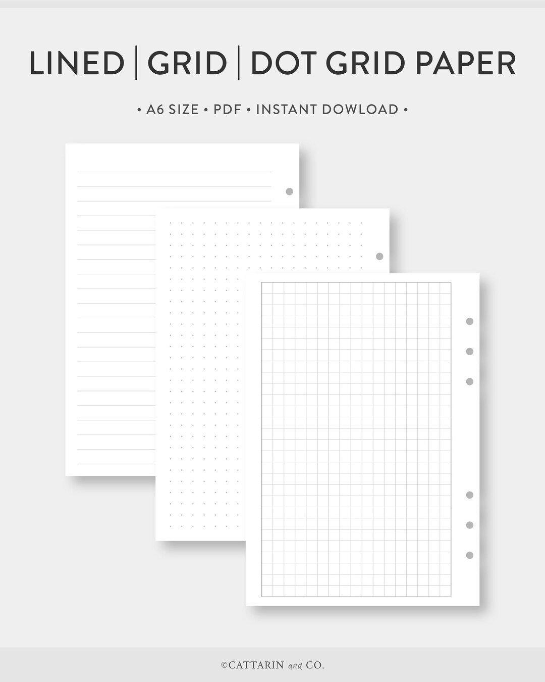 A6, Lined Notes, Grid Paper, Dot Grid Set | Essential Bundle | Note ...