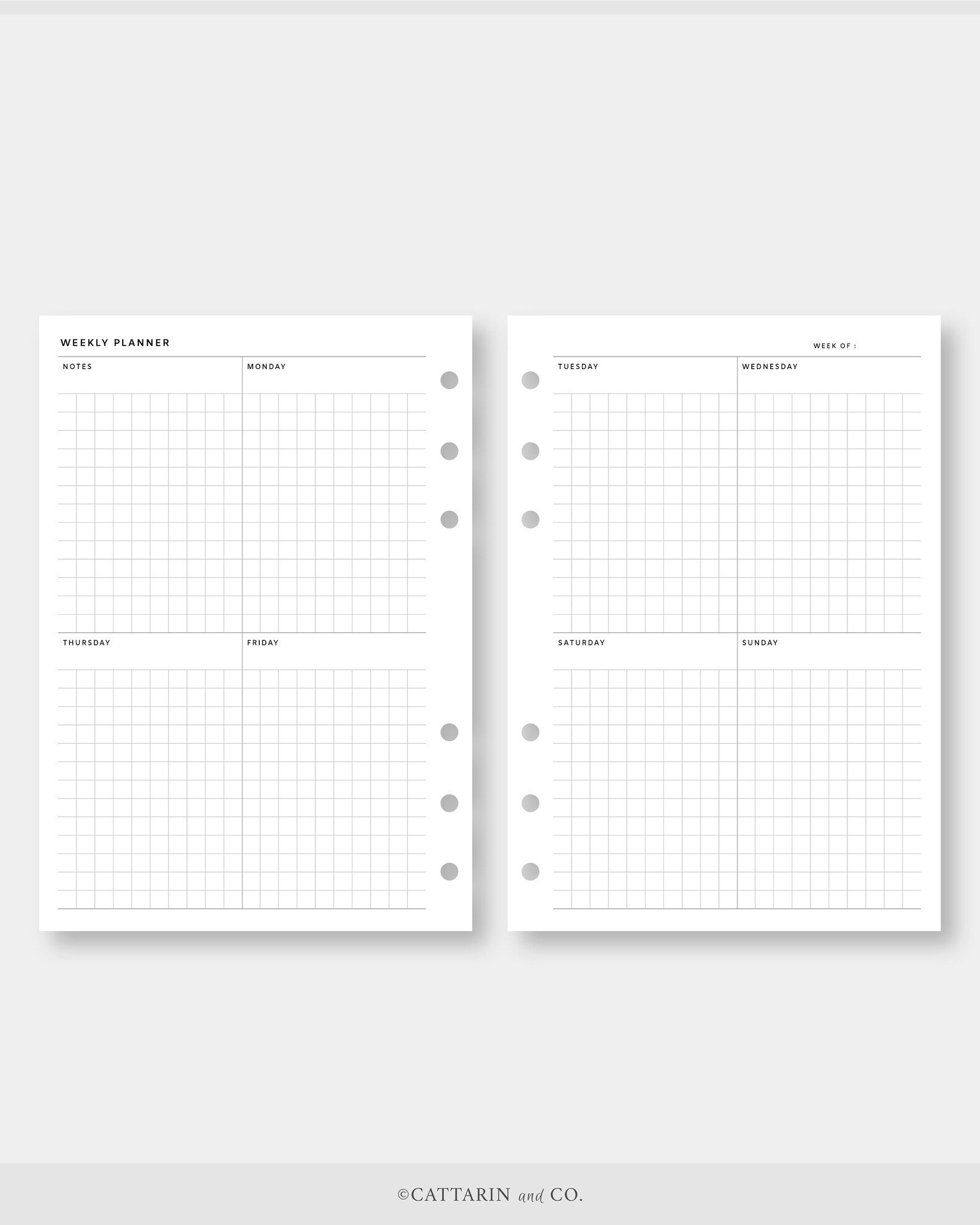 Personal Wide Weekly Planner Printable Vertical Grid Week - Etsy