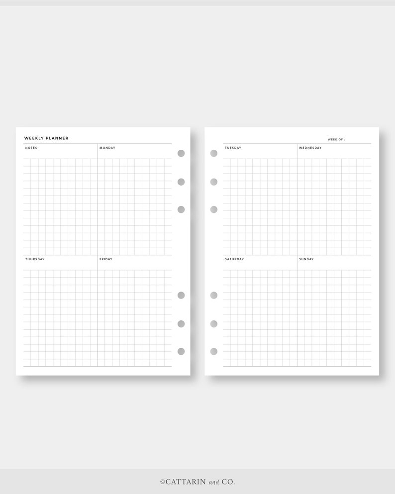 Personal Wide Weekly Planner Printable Vertical Grid Week - Etsy
