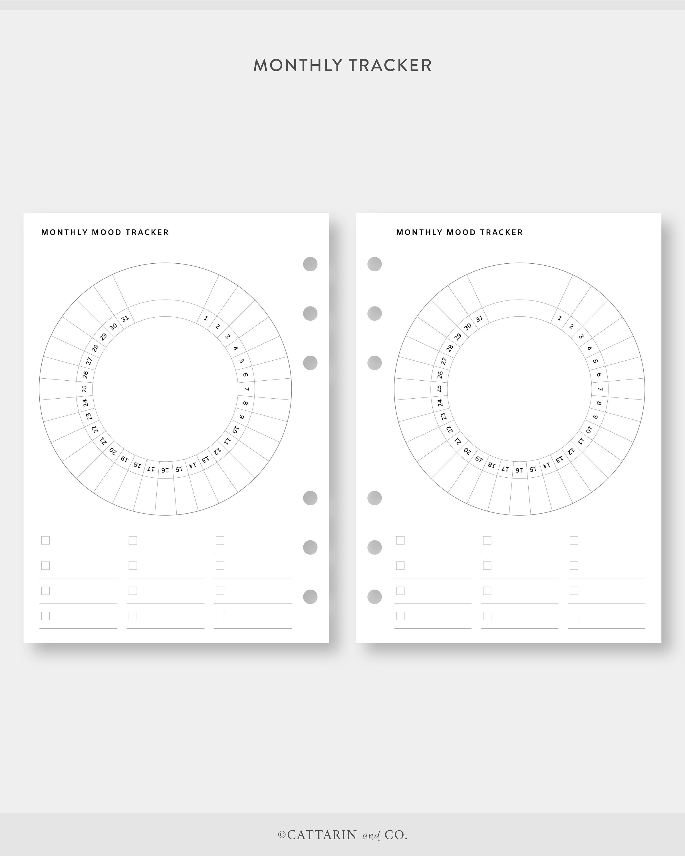 A6, Mood Tracker Printable | Monthly, Yearly Mood Chart, Emotional ...