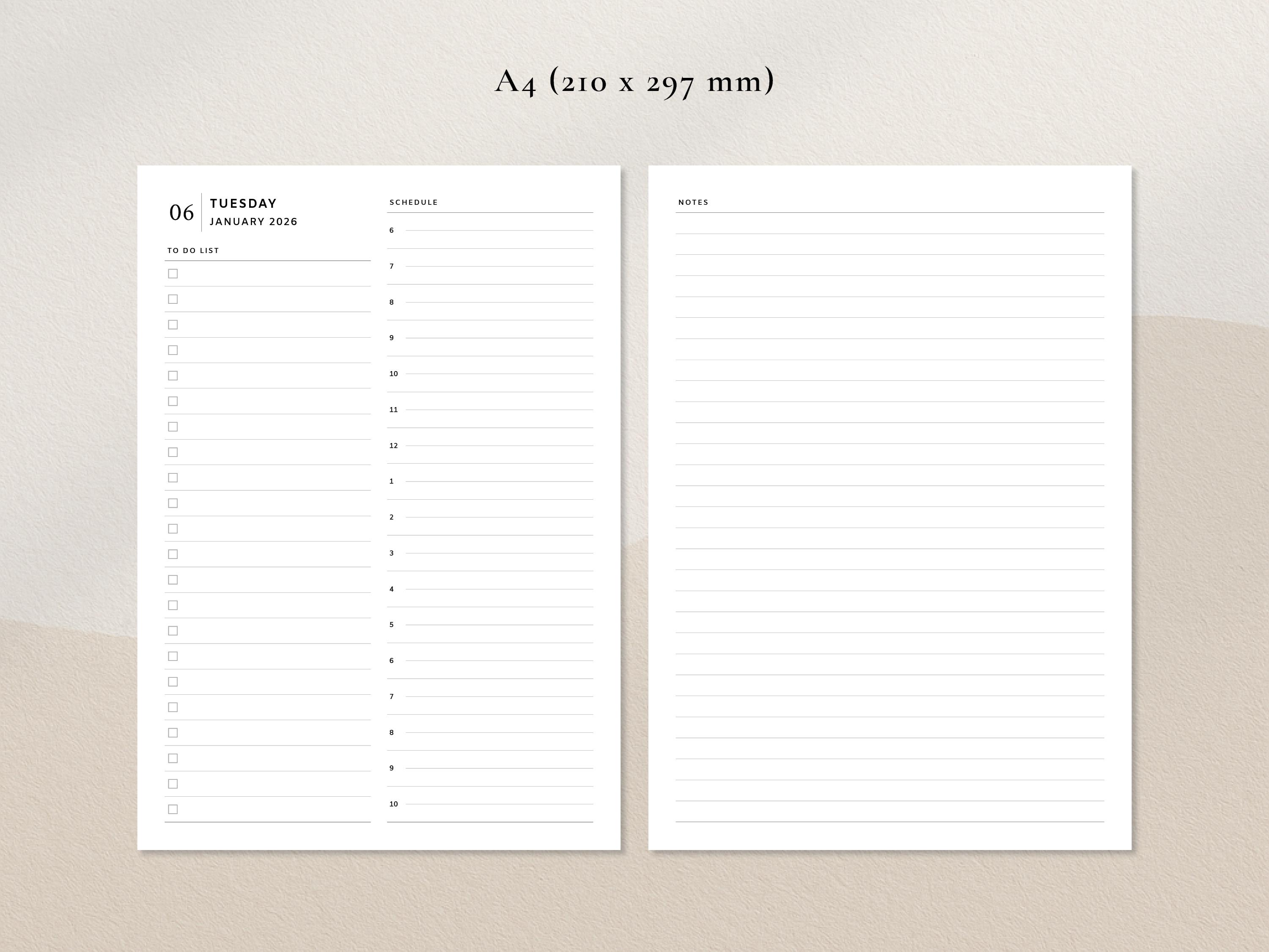 2026, 2027 Dated Daily Planner Printable | Day on Two Pages | A4, A5 ...