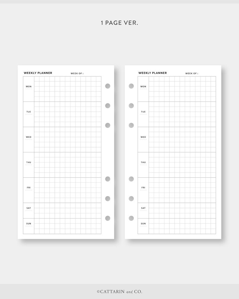 Personal, Undated Weekly Planner Grid Paper | Week on Two Pages | WO2P ...