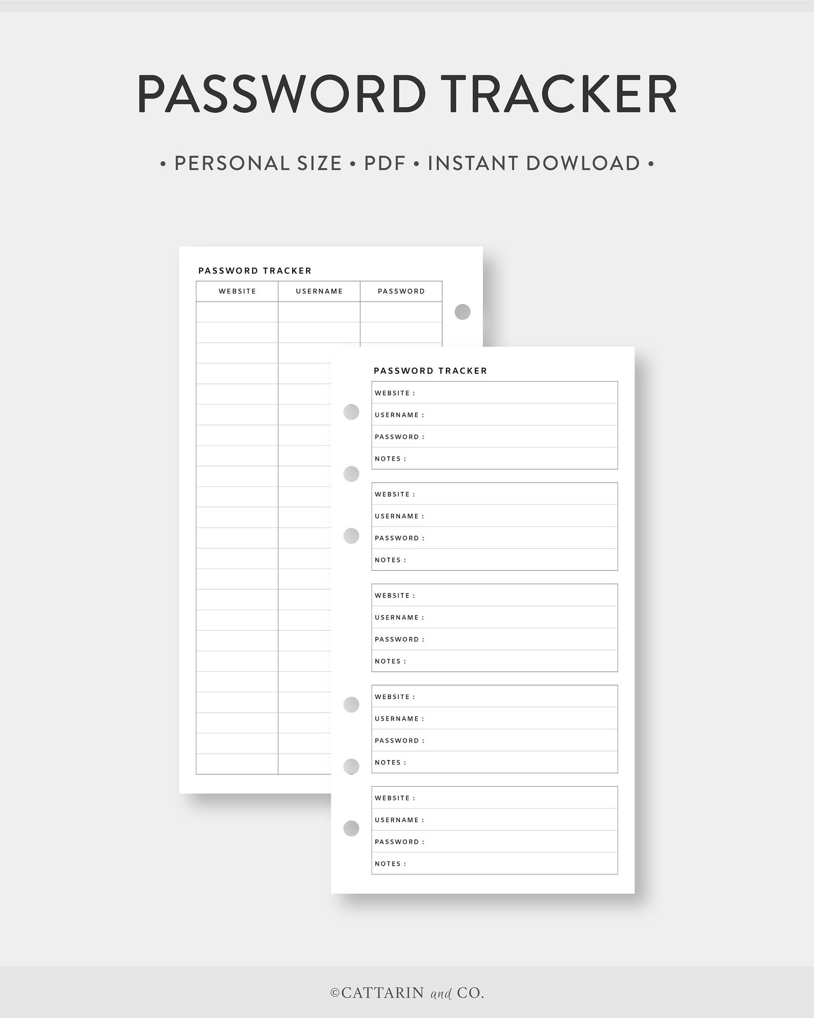 Personal, Password Tracker Printable | Password Log Password Keeper ...