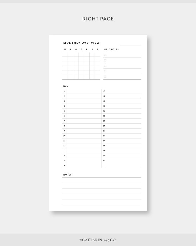 Personal, Monthly Overview Printable | Month at a Glance | Month on One ...