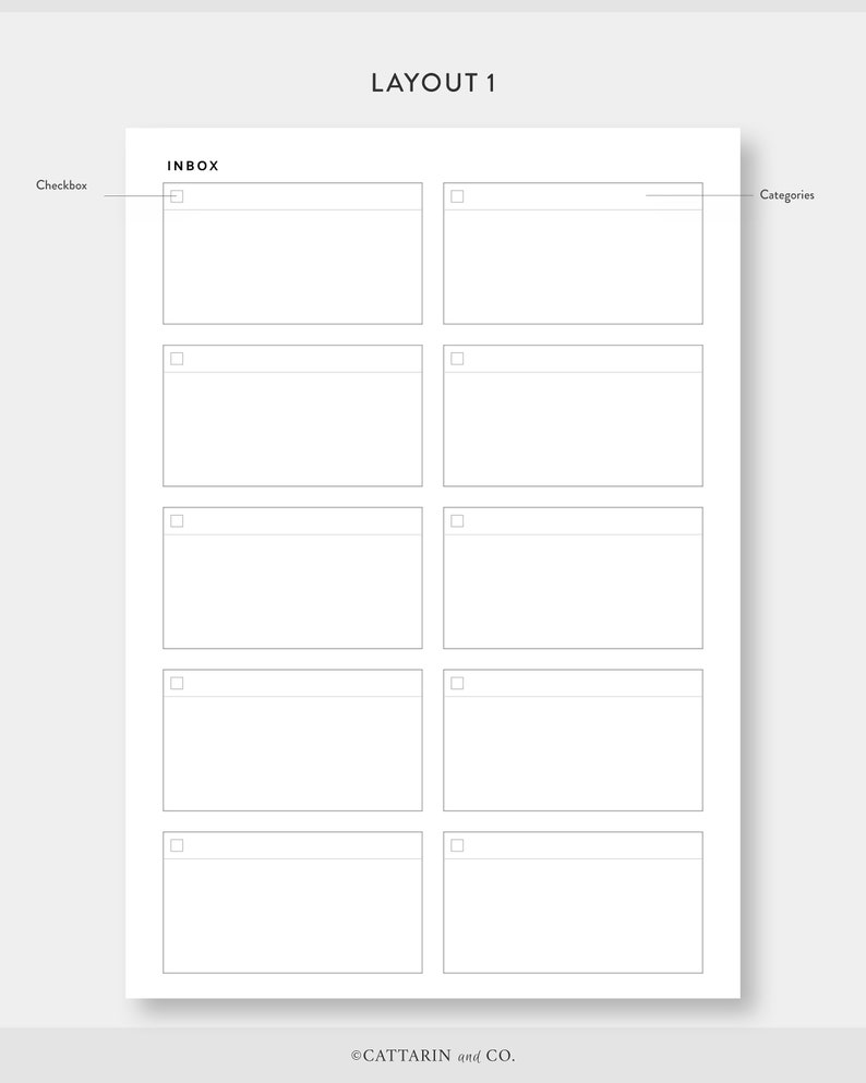 A4 | US Letter, Inbox Dashboard Printable | Blank, Grid Layout | Inbox ...