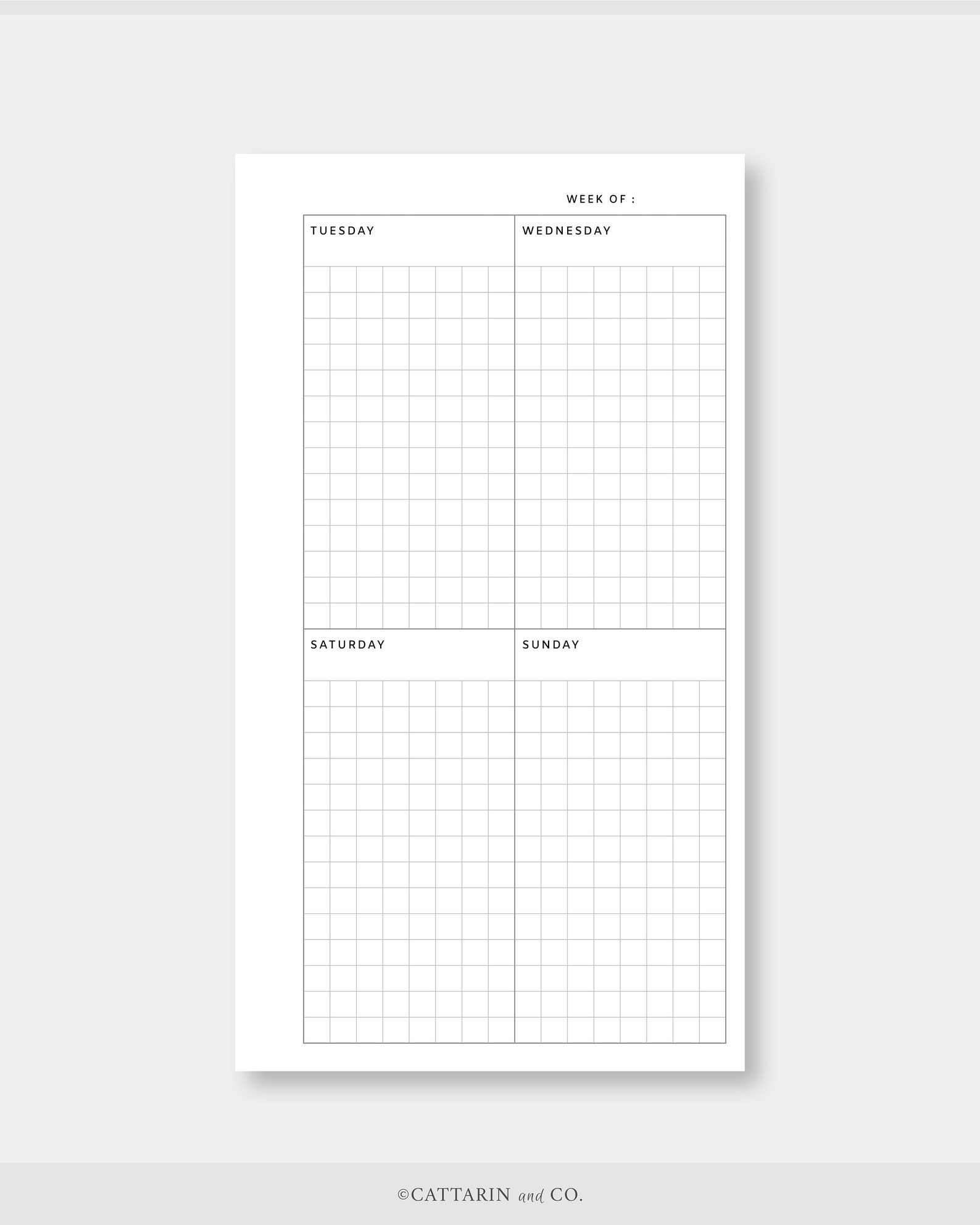 Personal Weekly Planner Printable Vertical Grid Week on | Etsy