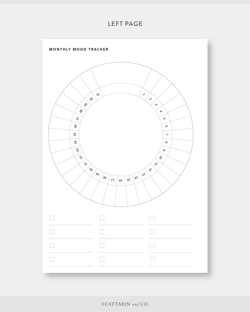 A5, Mood Tracker Printable Monthly, Yearly Mood Chart, Emotional ...