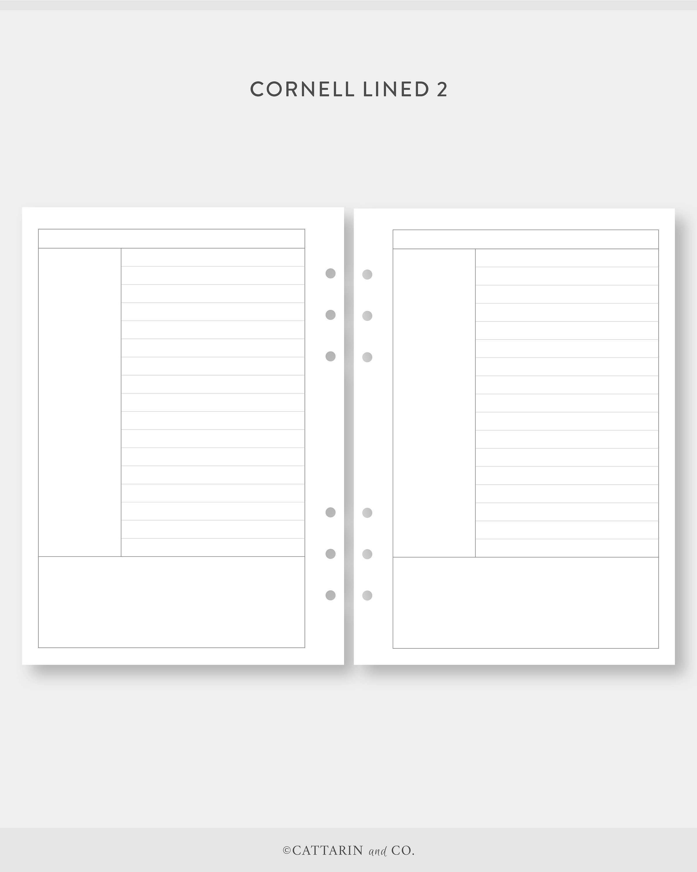 A6, Cornell Notes Template | Grid, Lined Paper | College University ...