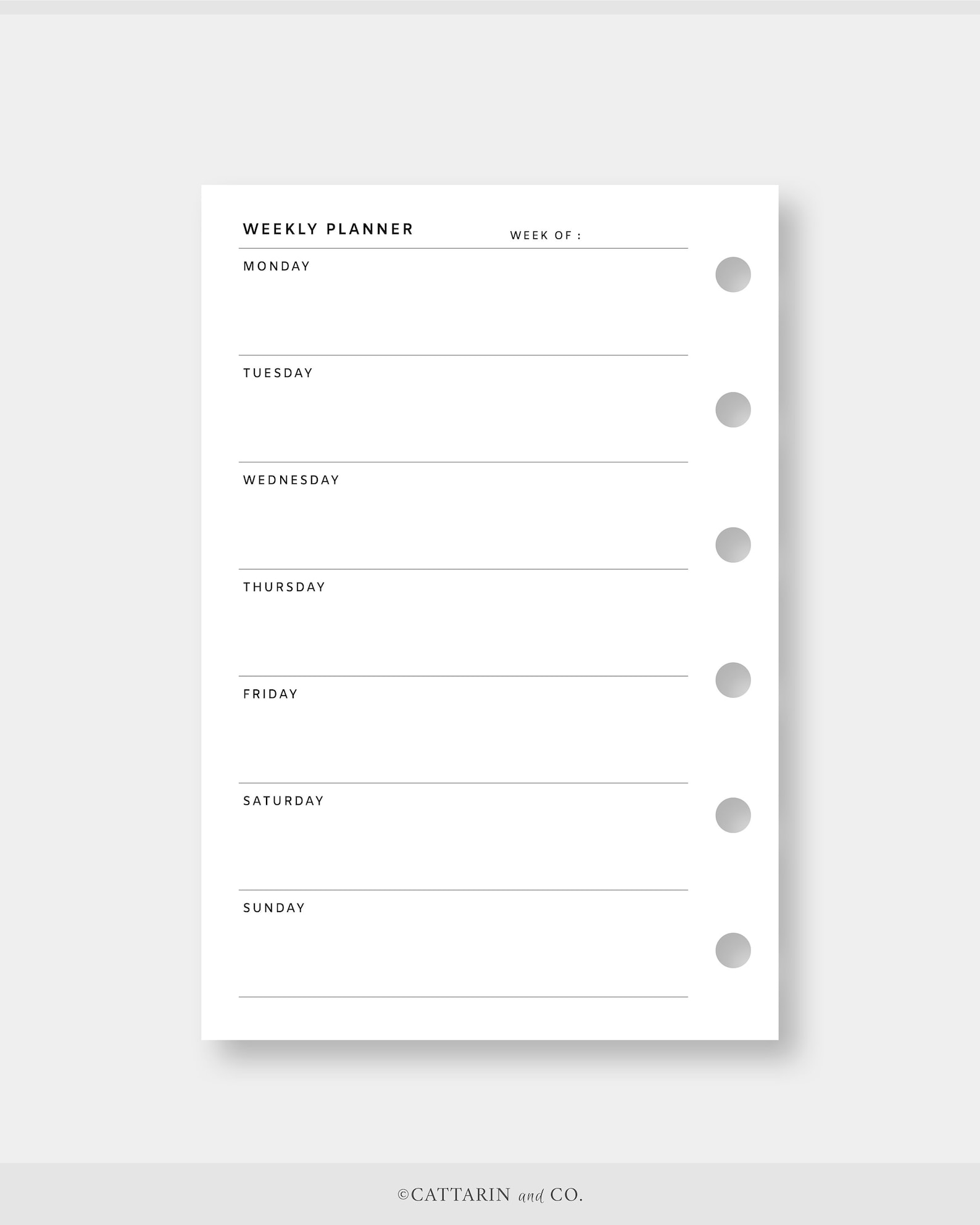 Pocket, Weekly Planner Printable Week on One Page Undated Template ...