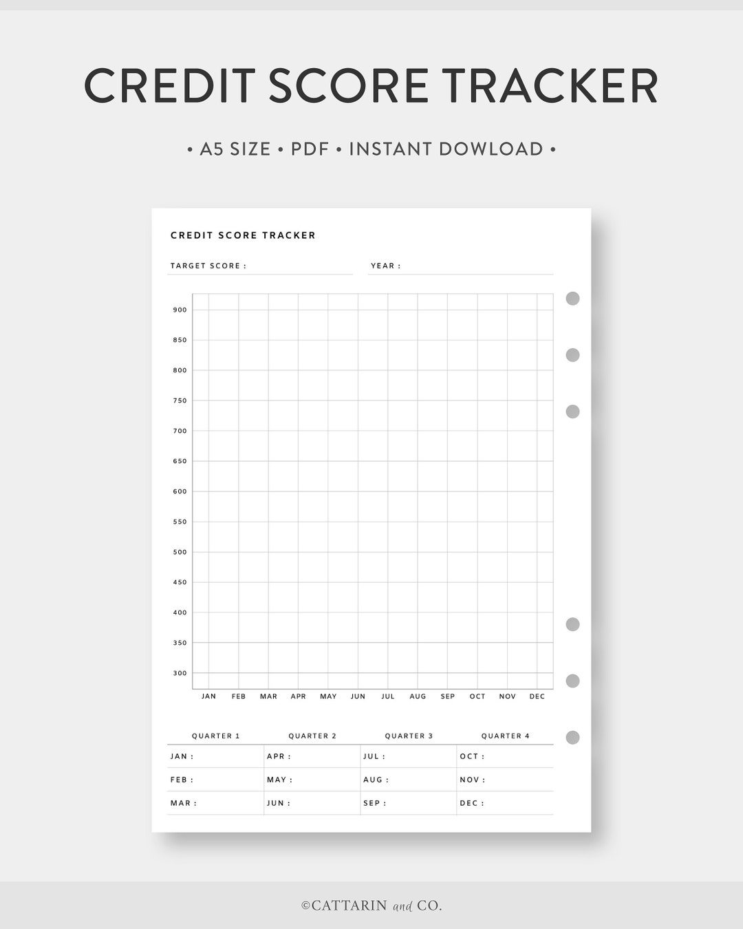 A5, Credit Score Tracker Printable | Debt Repayment Planner | Credit ...