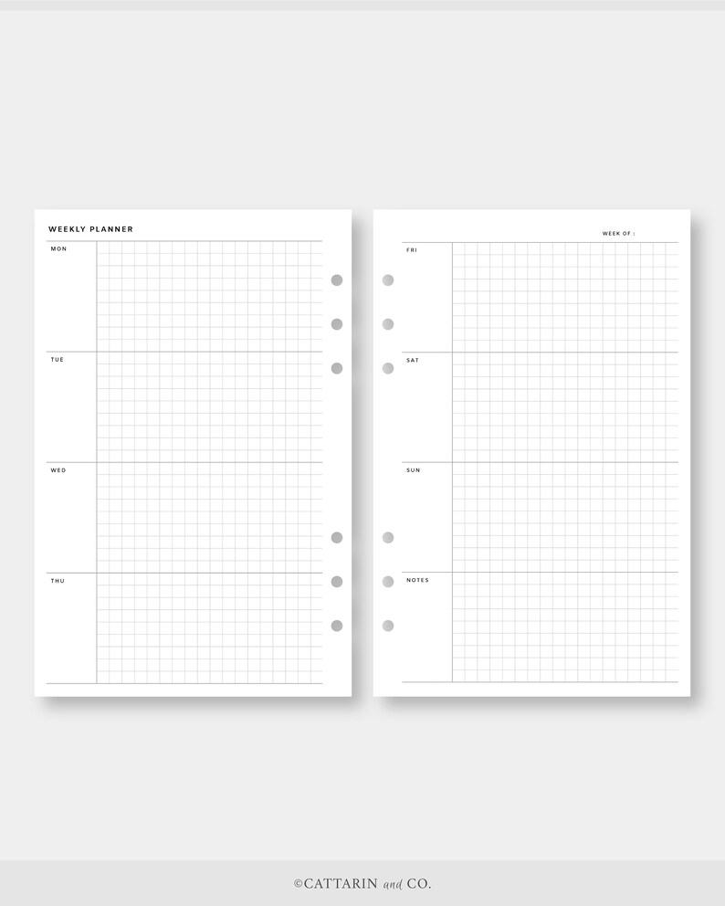 Half Letter, Weekly Planner Printable Grid | Week on Two Pages ...