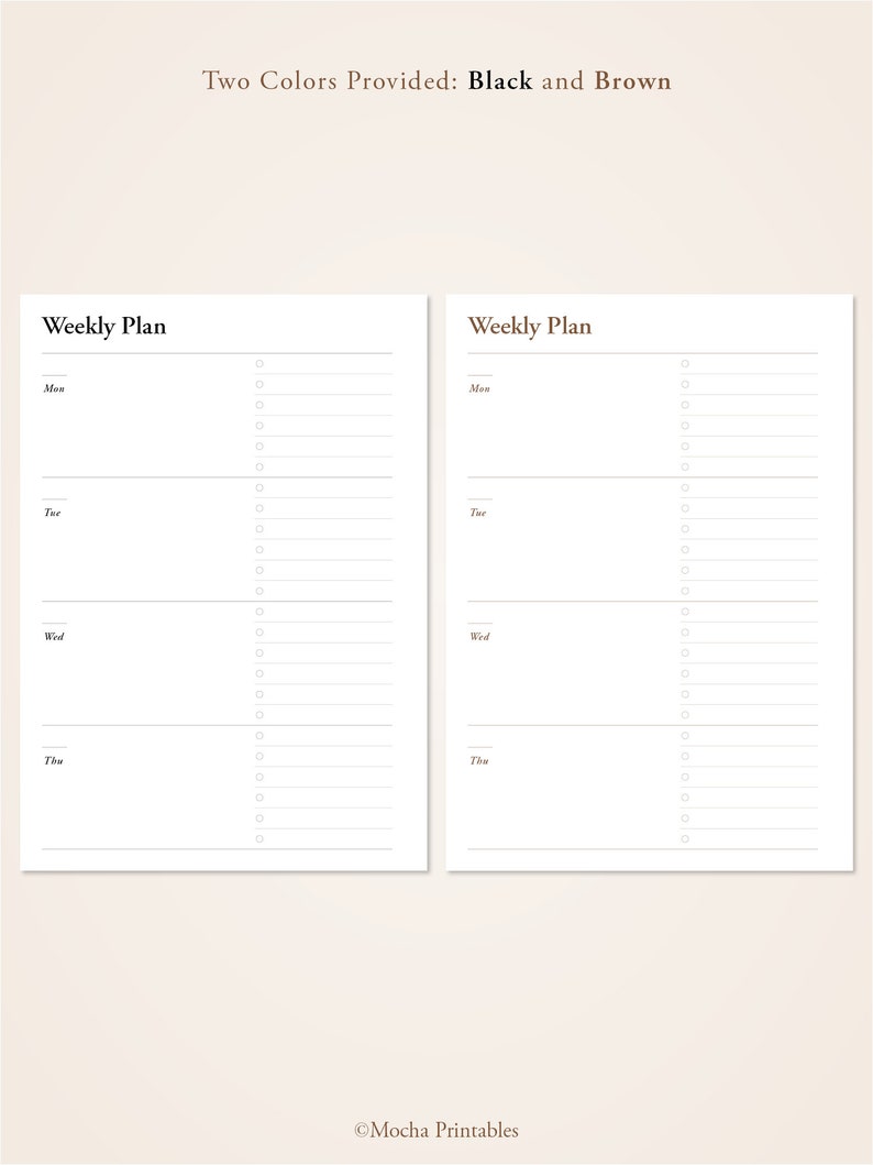 Weekly Planner Printable | WO2P Weekly to Do List | A4, A5, US Letter ...