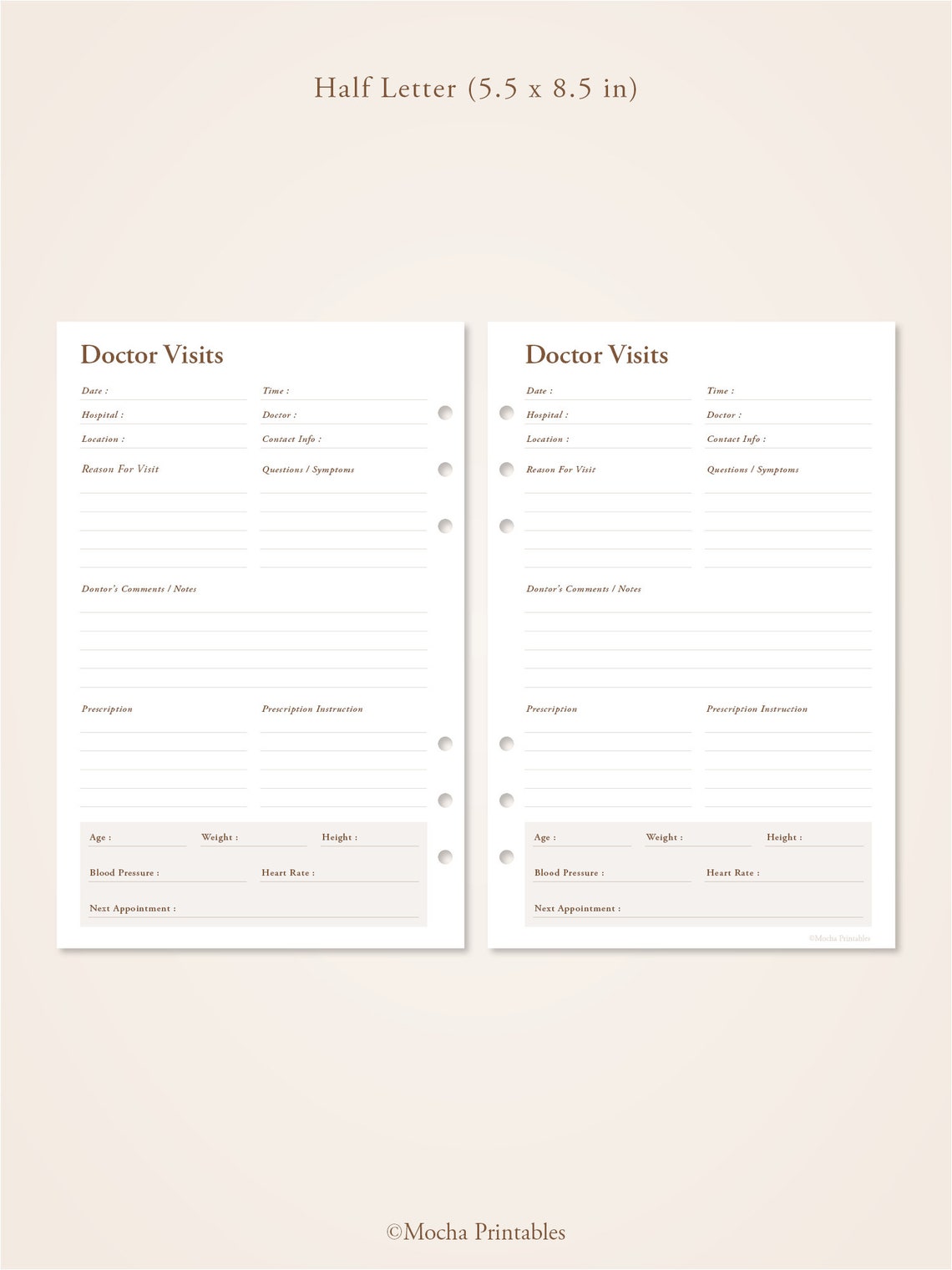 Doctor Visits Printable Doctor Visit Log, Medical Appointment Record A4 ...