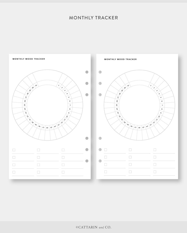 Half Letter, Mood Tracker Printable Monthly, Yearly Mood Chart ...