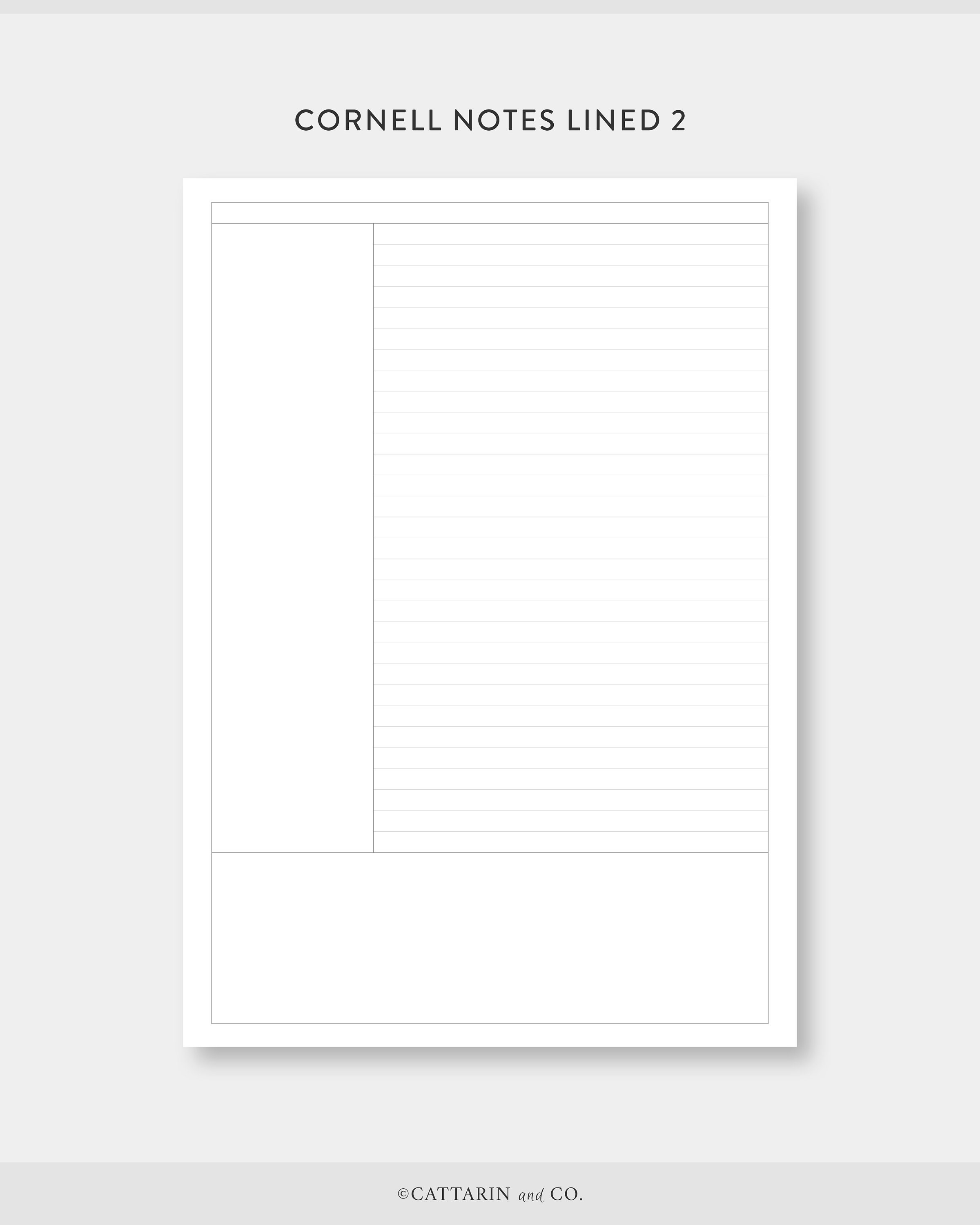 A4, US Letter, Cornell Notes Template | Grid, Lined Paper | College ...