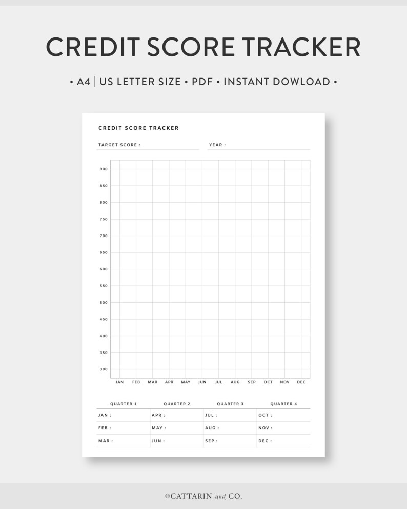 A4 US Letter, Credit Score Tracker Printable Debt Repayment Planner ...