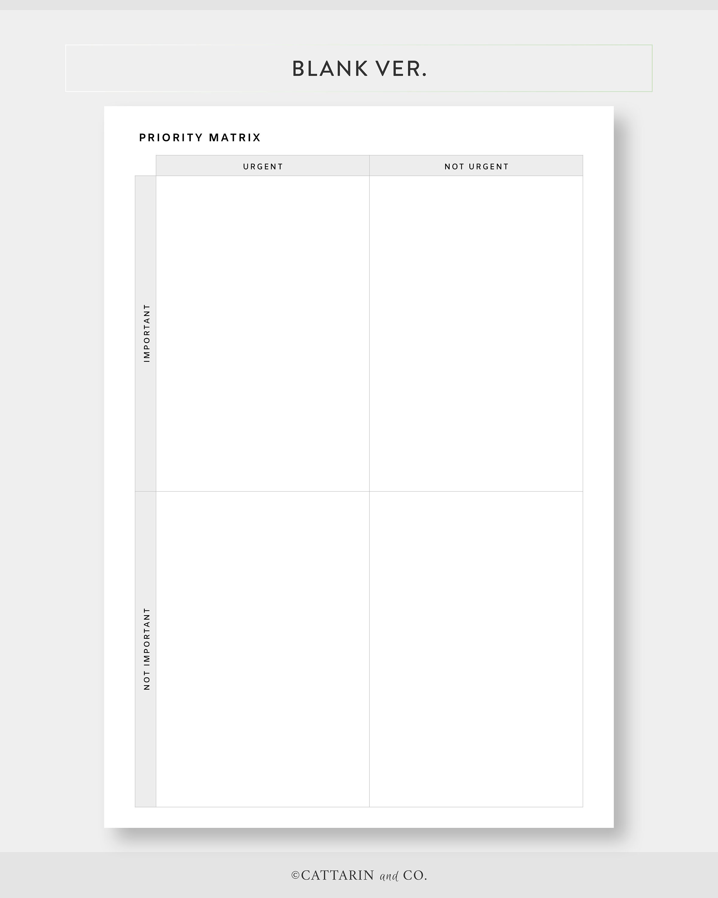 A4 | US Letter, Priority Matrix Printable | Urgent, Important to Do ...