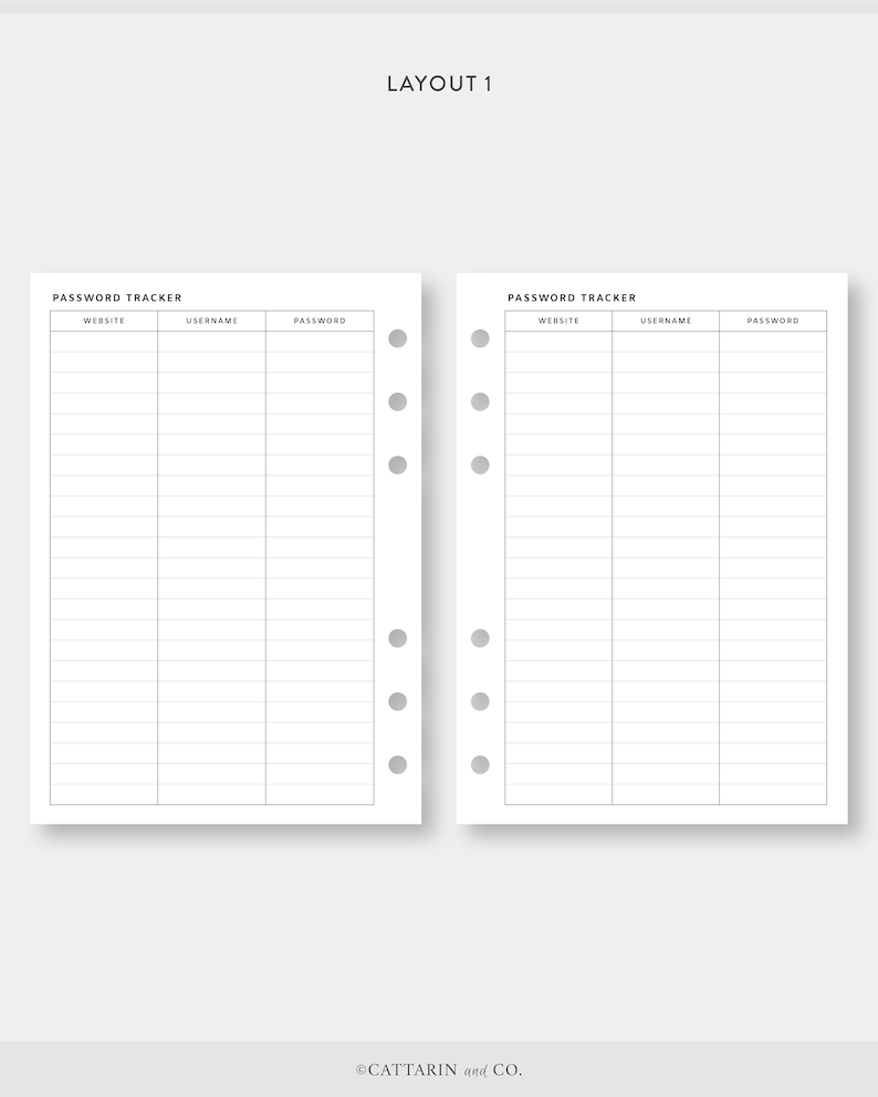 A6, Password Tracker Printable | Password Log Password Keeper | Simple ...