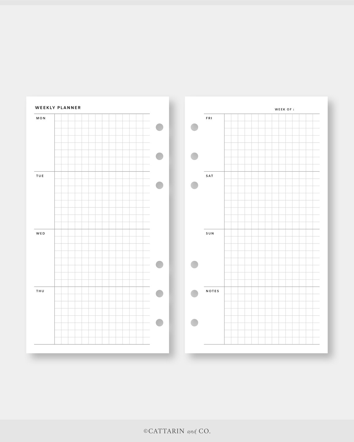 Personal, Weekly Planner Printable Grid Week on Two Pages Undated ...
