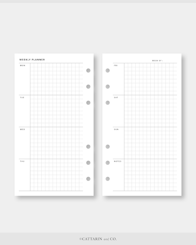 Personal, Weekly Planner Printable Grid Week on Two Pages Undated ...