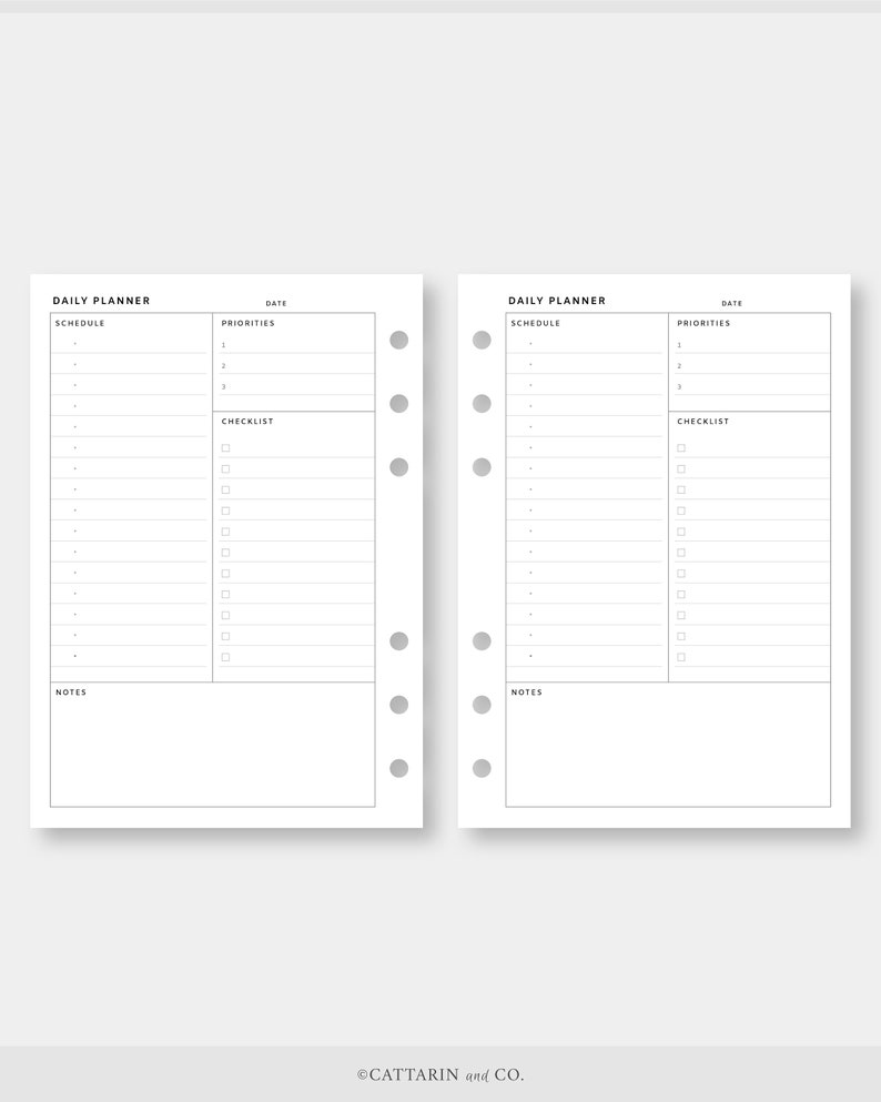 A6, Daily Planner Printable Day on One Page Undated Simple Template ...