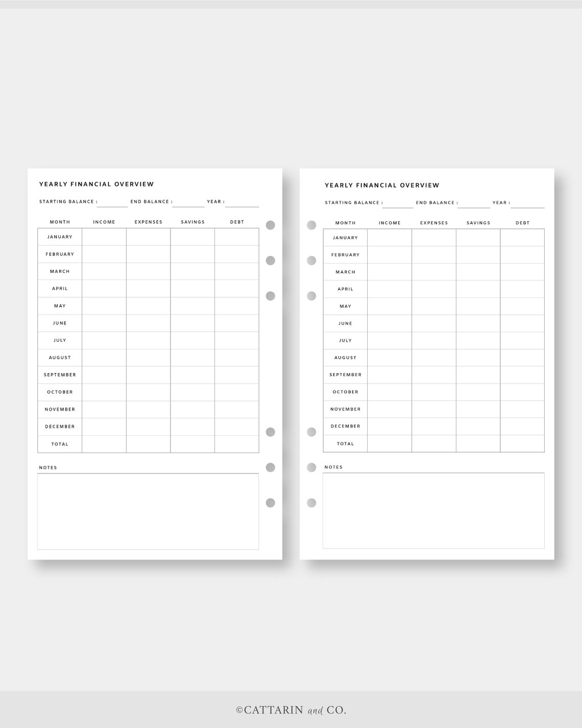 Half Letter, Yearly Financial Overview Printable - Etsy