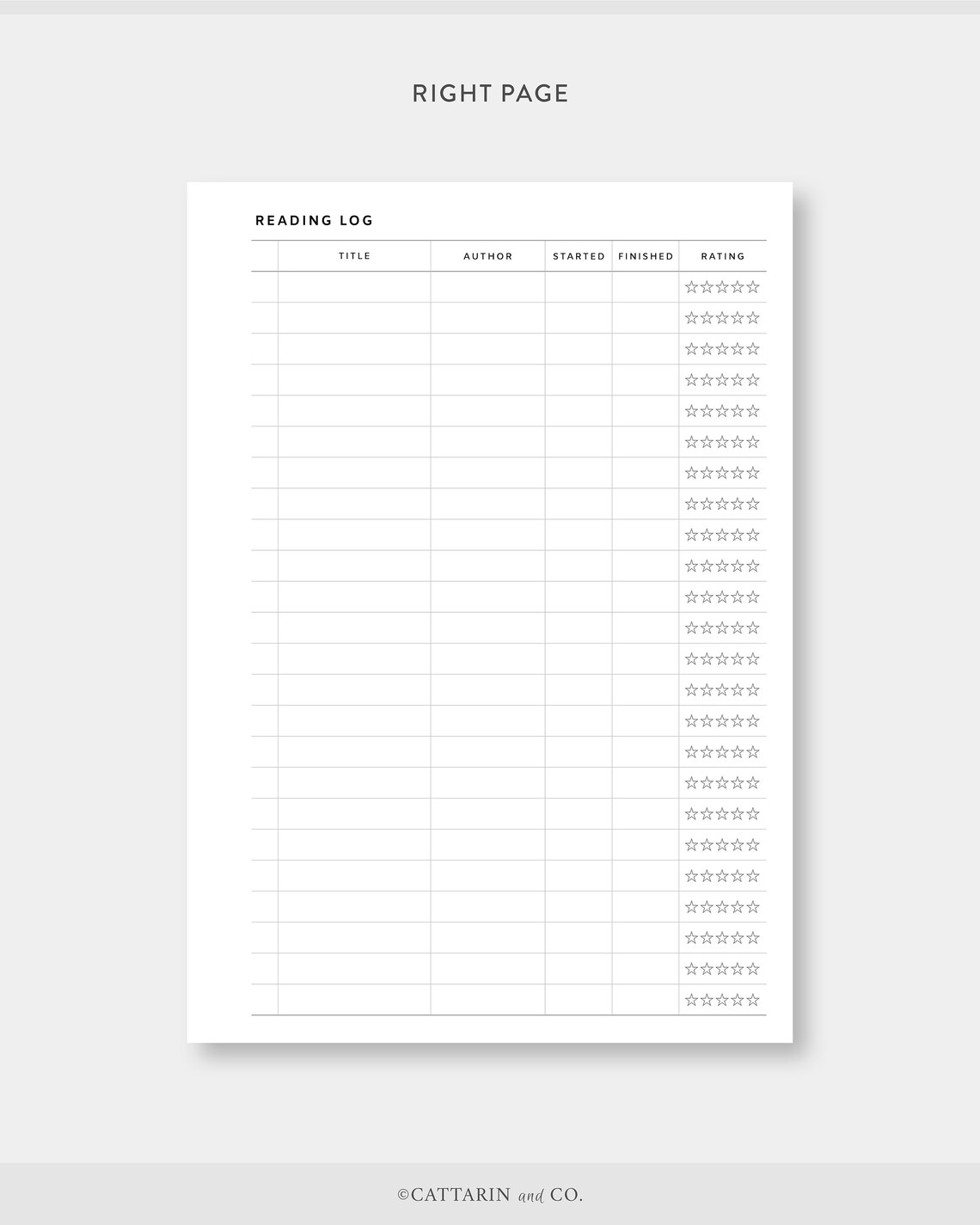 Personal Wide, Reading Journal, Log Printable Set Book Review, List ...