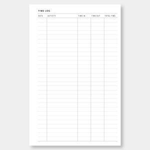 Half Letter, Work Time Log Printable | Simple Time Sheet Tracker ...
