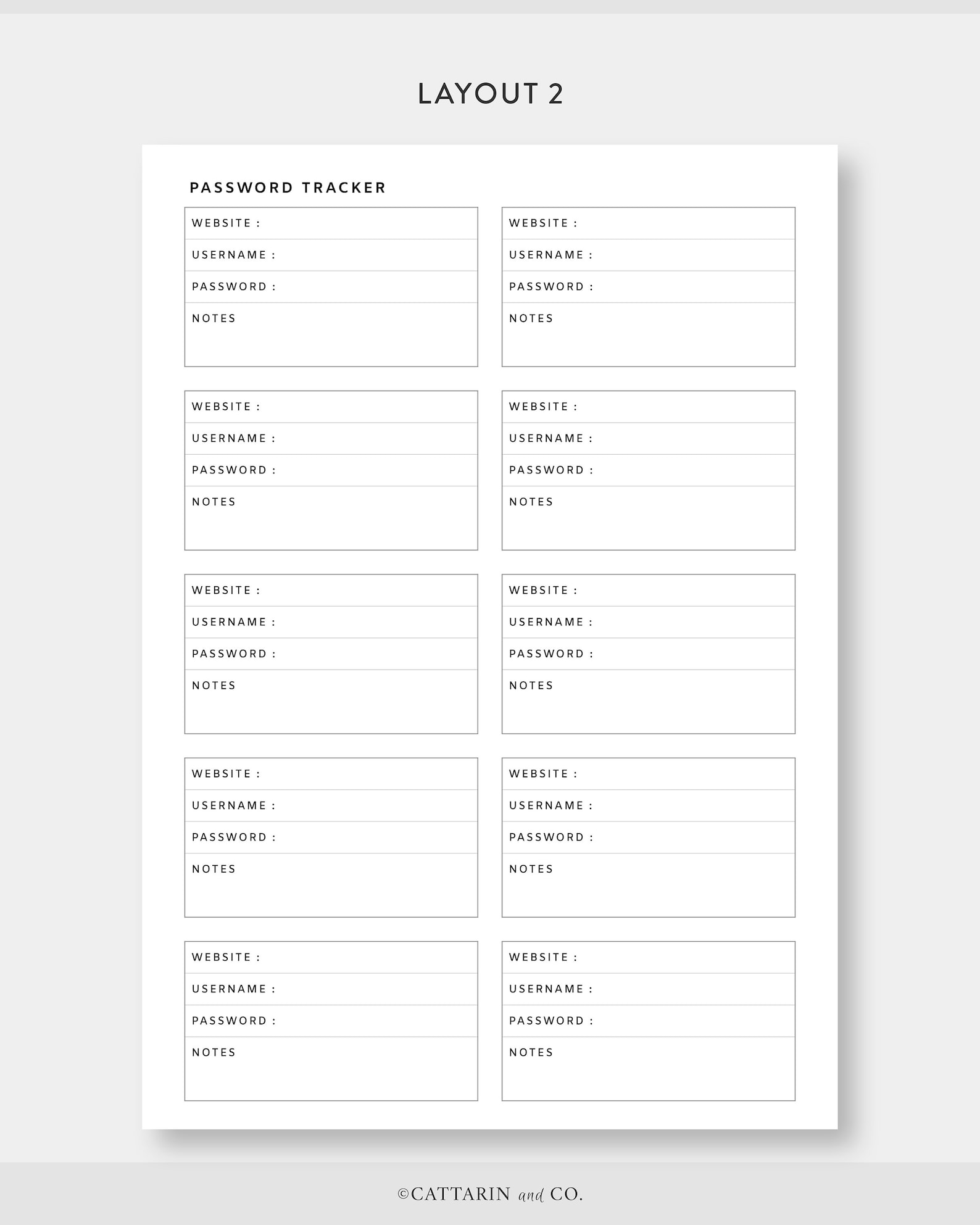 A4 US Letter, Password Tracker Printable Fillable. Editable PDF ...