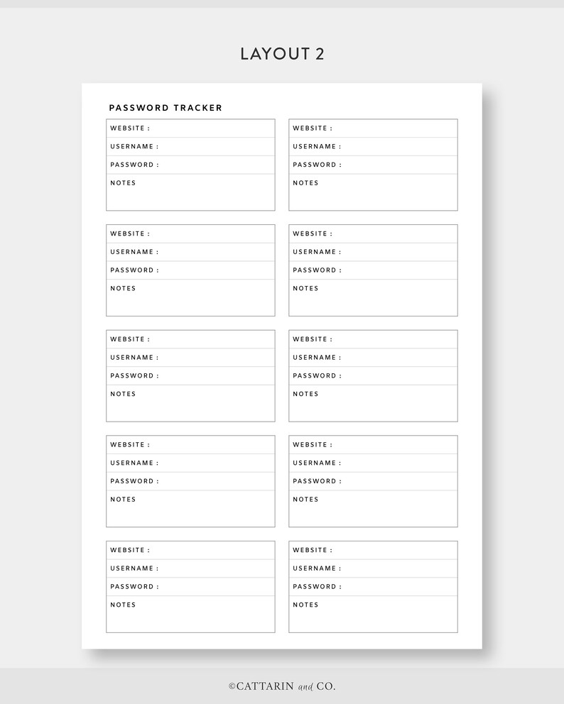 A4 US Letter, Password Tracker Printable Fillable. Editable PDF ...
