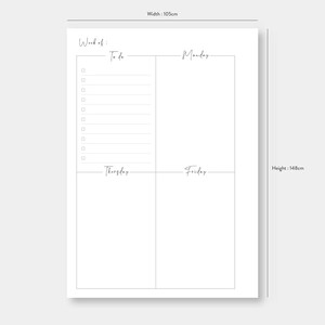 A6, Weekly Planner Printable | Week on Two Pages Wo2p | Undated ...