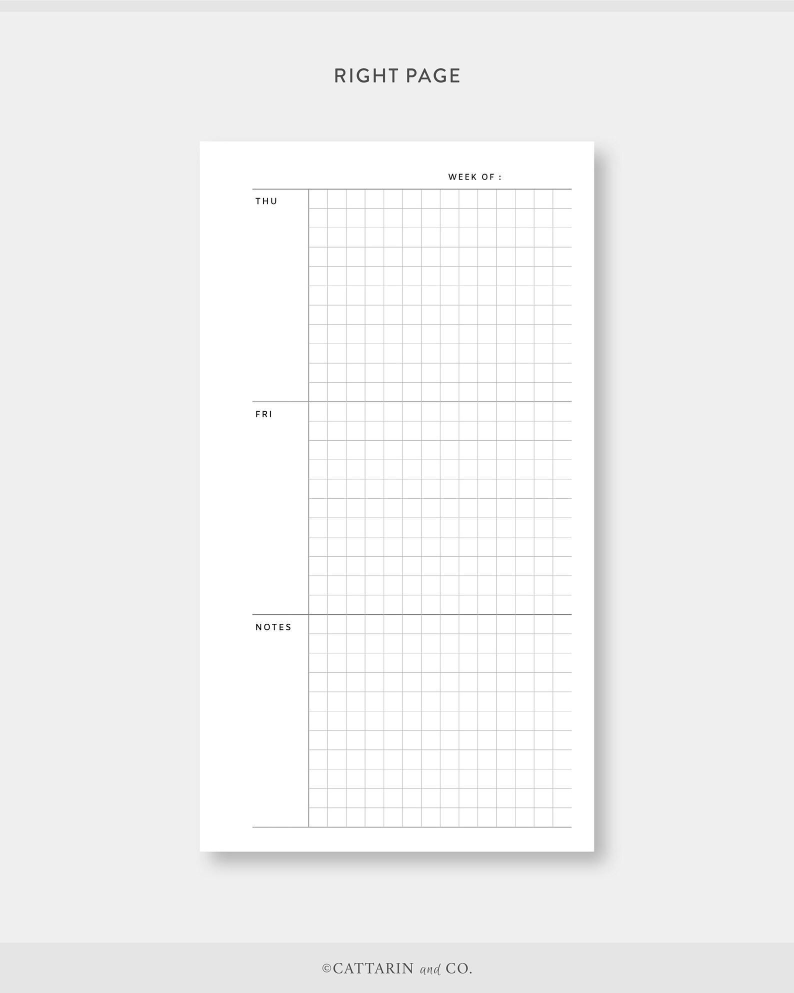Personal, 5 Days Weekly Planner Printable Monday - Friday, Grid | Week ...