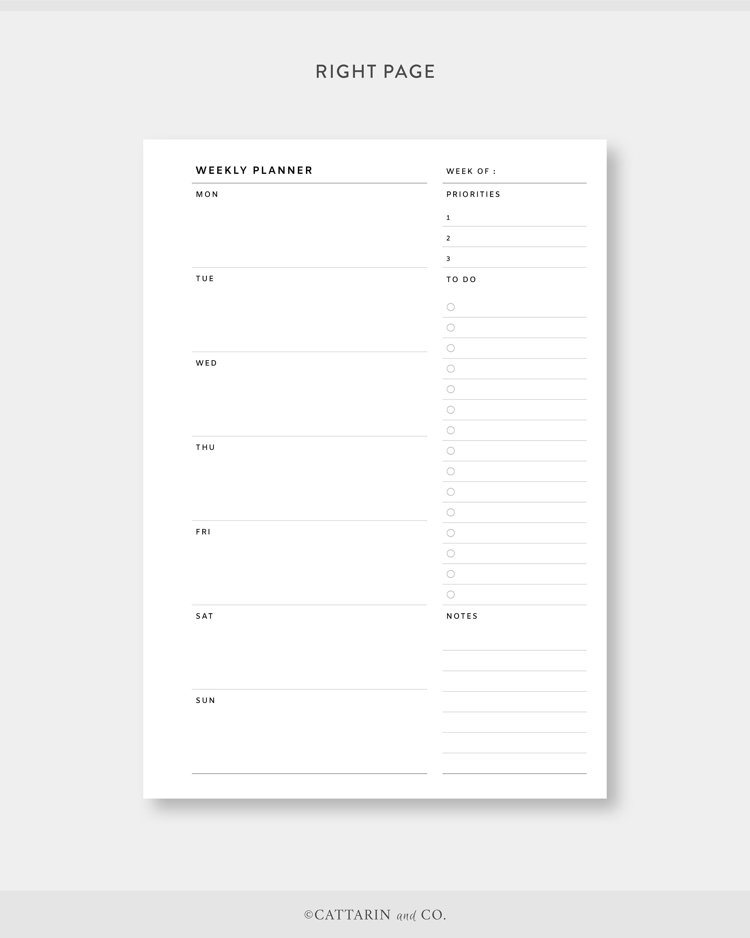 Personal Wide, Weekly Planner Printable | Minimalist to Do, Task List ...