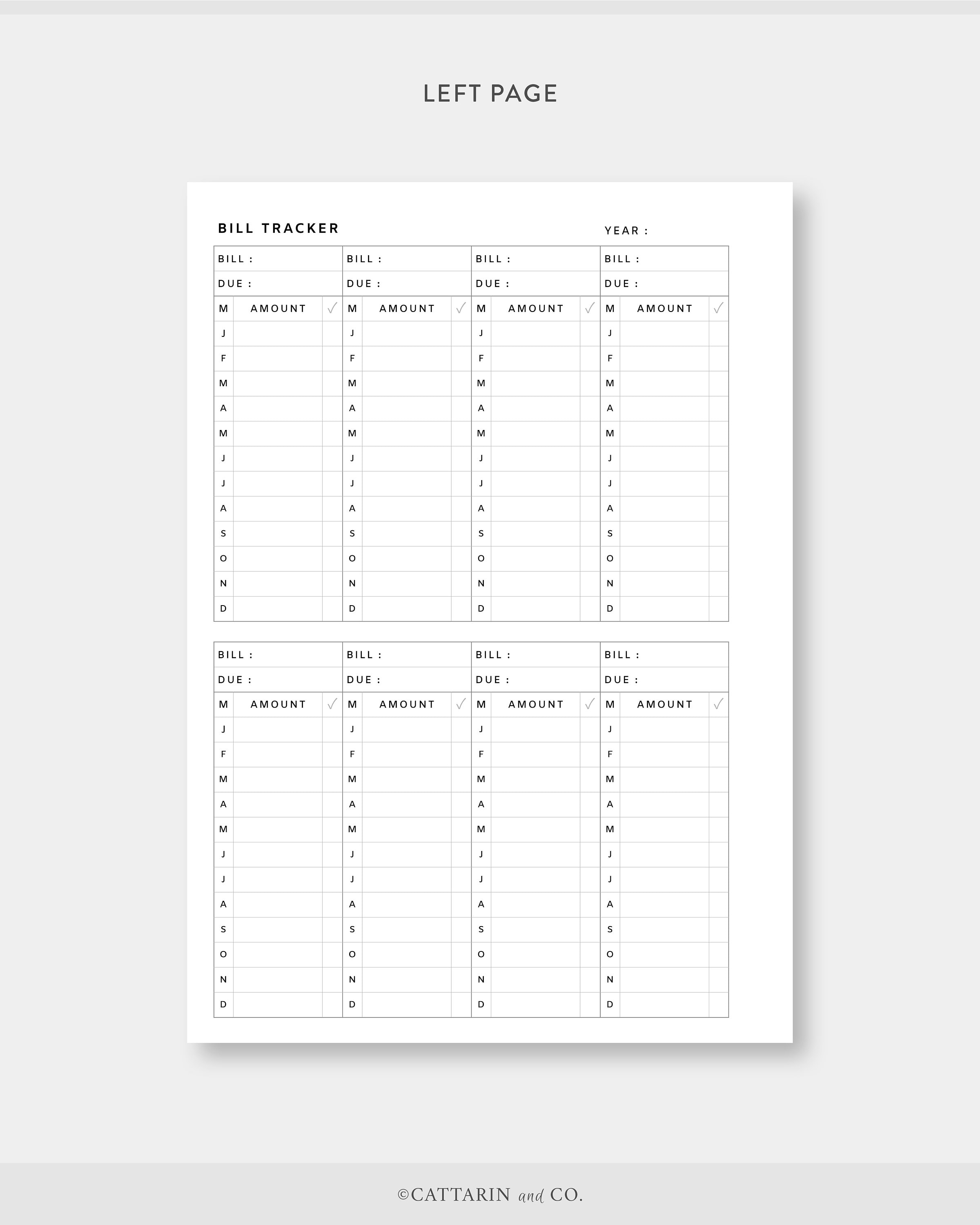 Personal Wide, Bill Tracker Printable Spending Log Bill Organizer Bill ...