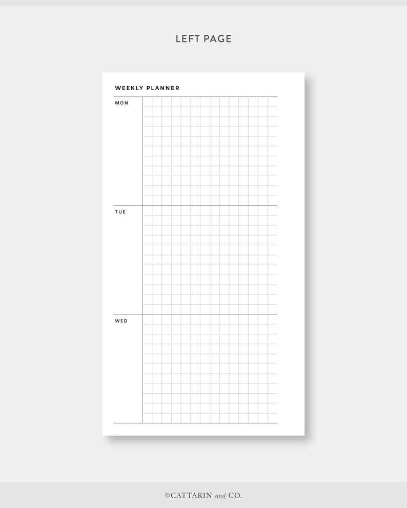 Personal, 5 Days Weekly Planner Printable Monday - Friday, Grid | Week ...