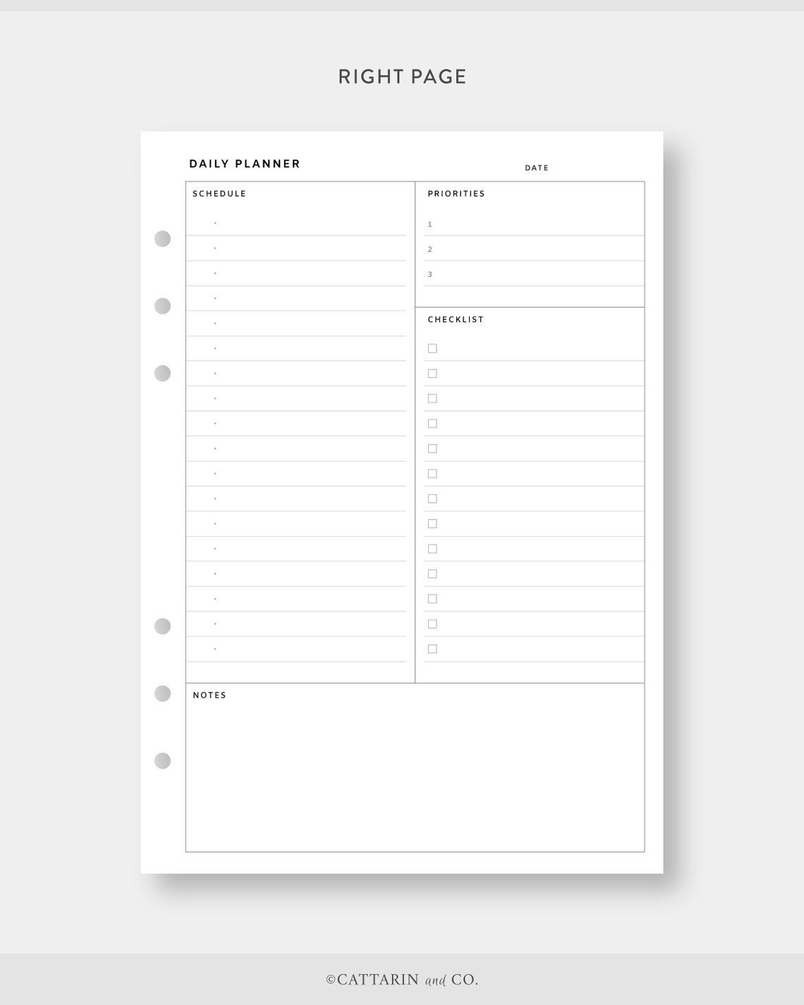 A5, Daily Planner Printable | Day on One Page | Undated Simple Template ...
