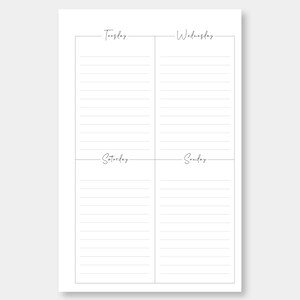 Half, Weekly Planner Printable | Week on Two Pages Wo2p | Undated ...