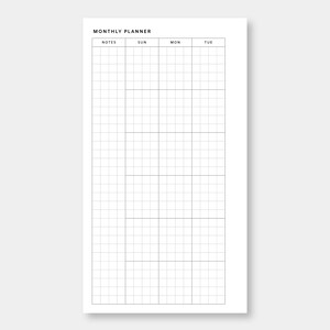 Personal, Grid Monthly Planner Printable Calendar | Month on Two Pages ...