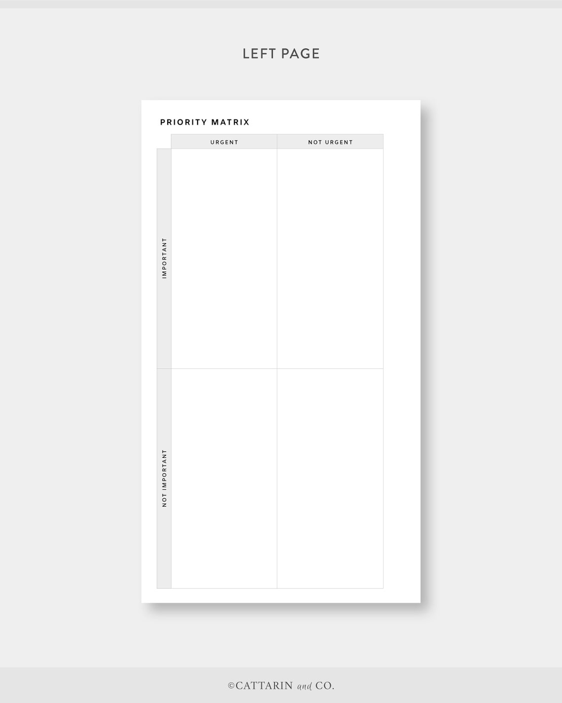Personal Priority Matrix Printable Urgent Important to Do - Etsy