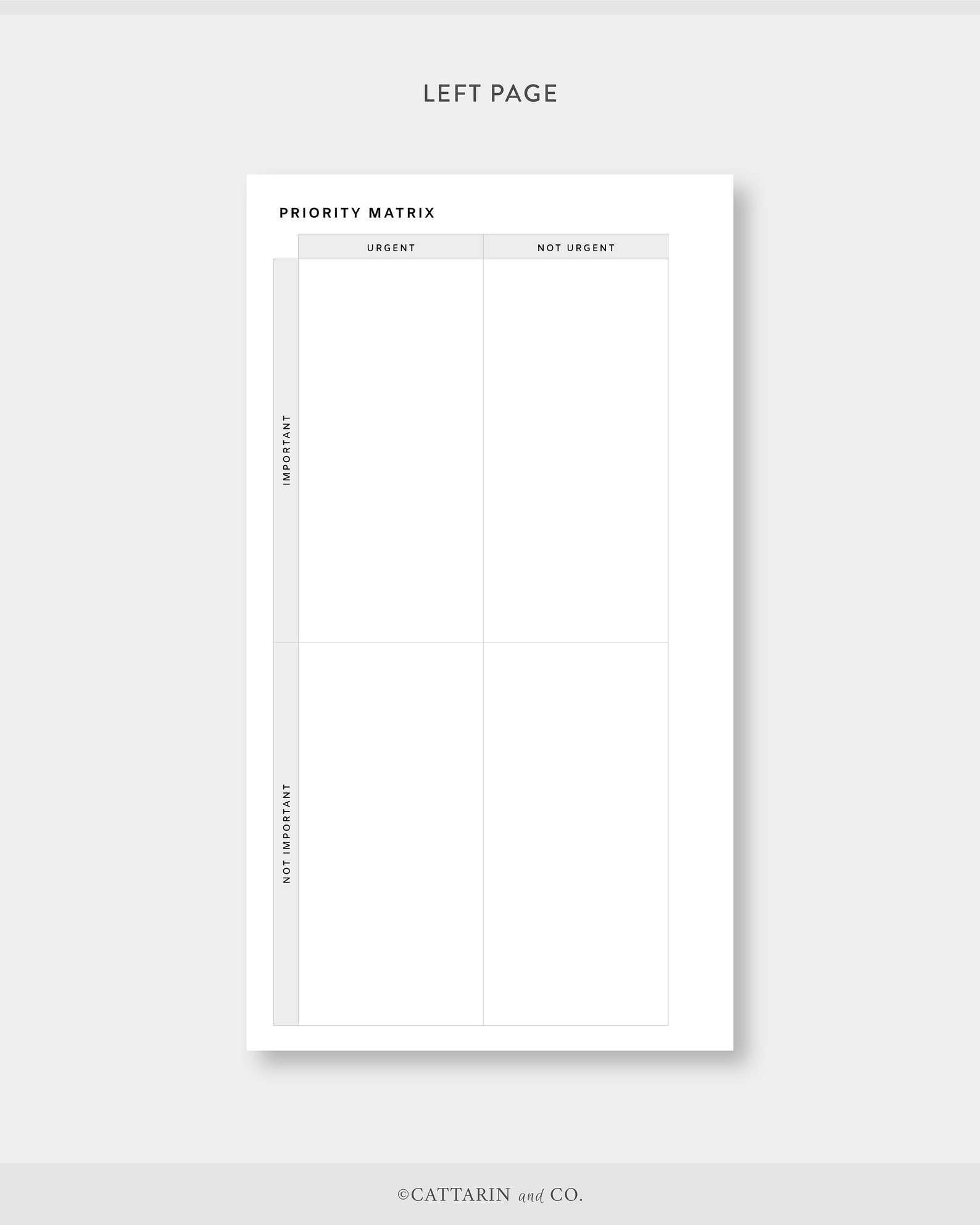 Personal Priority Matrix Printable Urgent Important to Do - Etsy