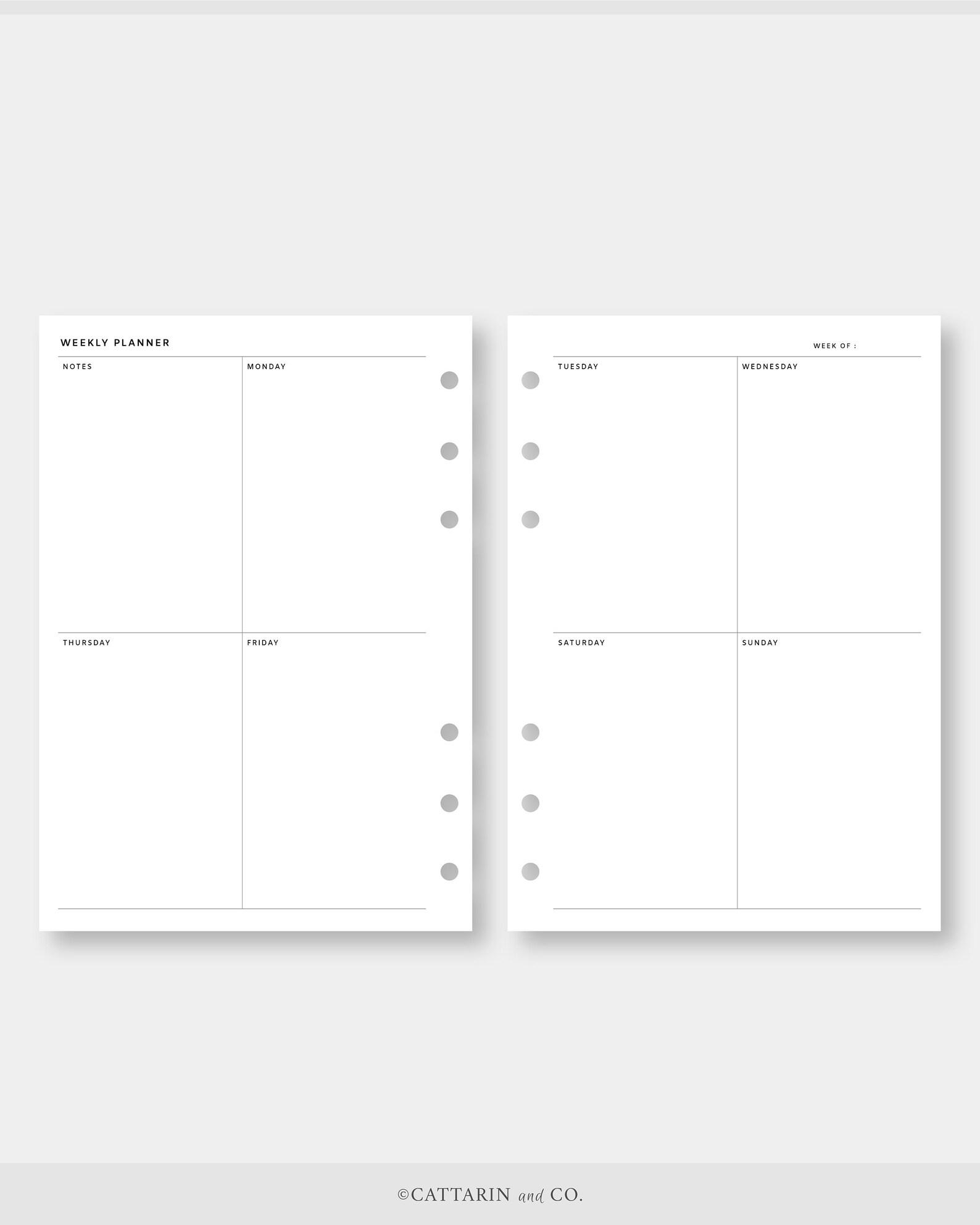 Personal Wide, Weekly Planner Printable Week on Two Pages Undated ...