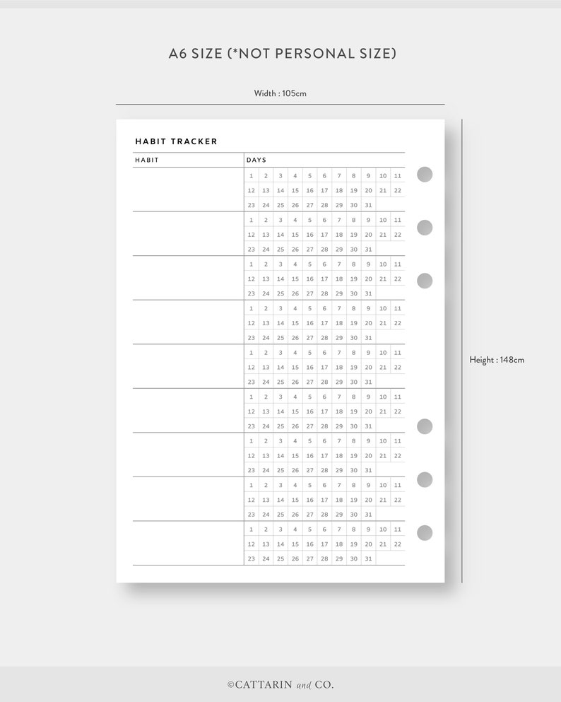 A6, Monthly Habit Tracker Printable Routin Track Simple Minimal ...