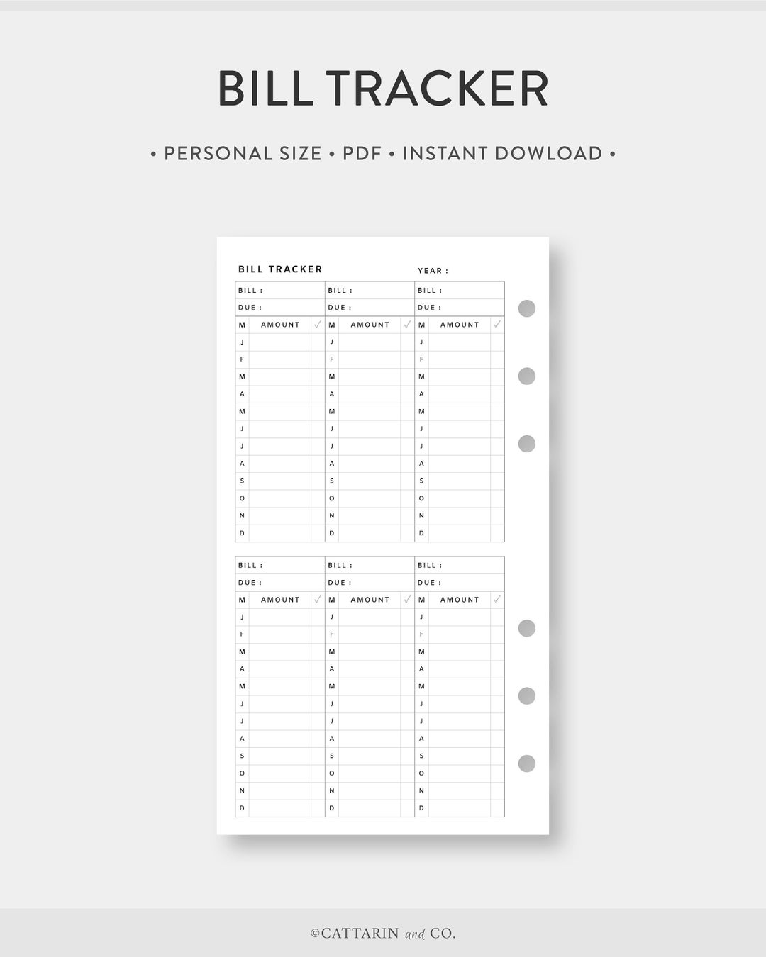 Personal Bill Tracker Printable Spending Log Bill - Etsy